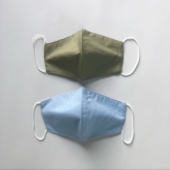 Face Masks | Accessories | New Two Washable Green Blue Simple Solid ...